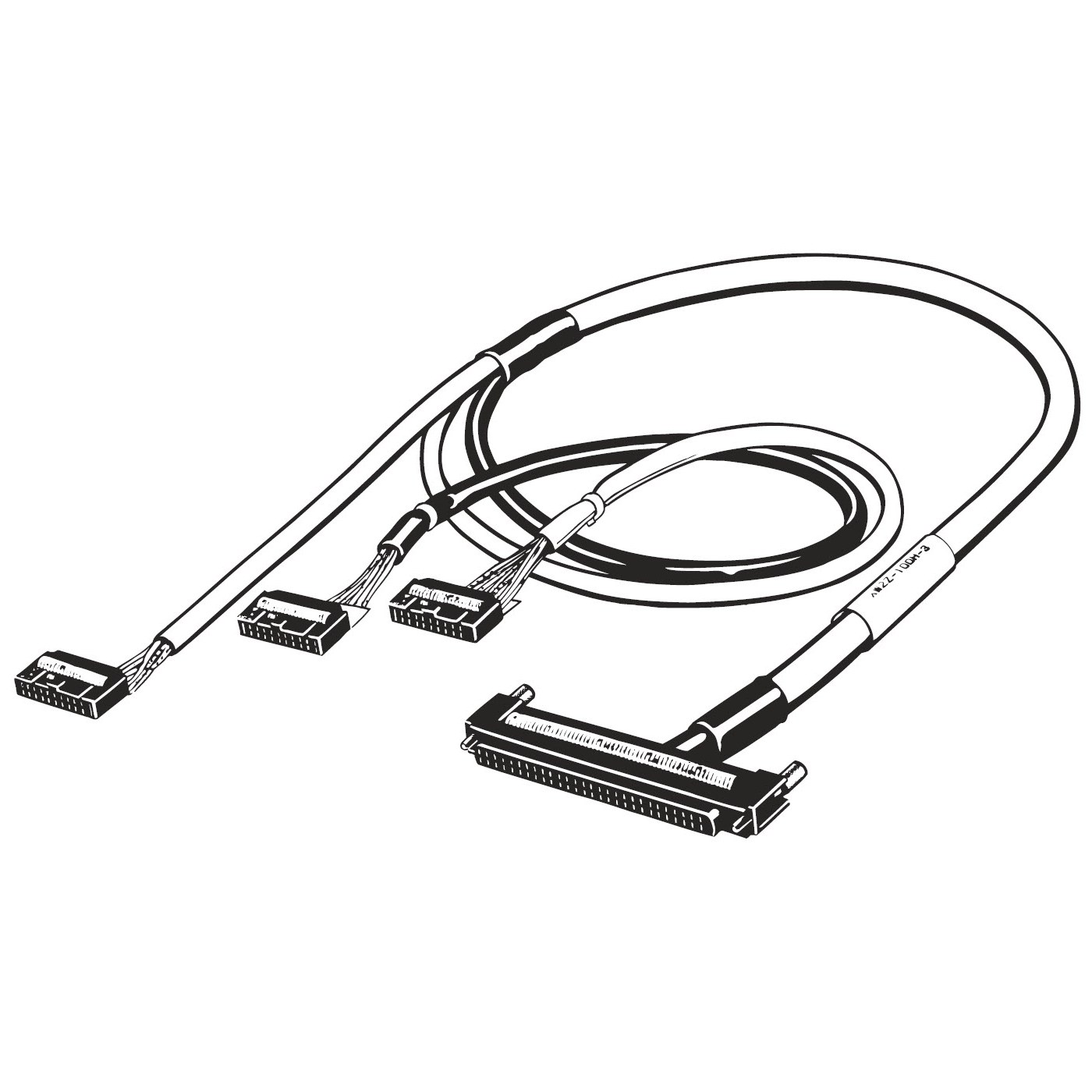 I/O connection cable, unshielded, FCN56 to 3 x MIL20, 2 m, cross-wired ...